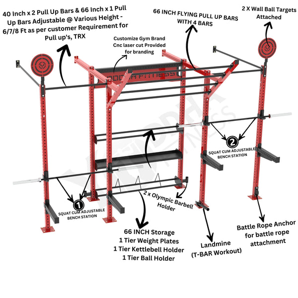 Wall Mounted CrossFit Rig - 14 FT With Storage - Yoddha Fitness Inc