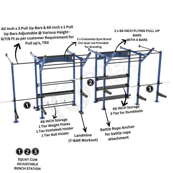 Wall Mounted CrossFit Rig - 24 FT With Storage - Yoddha Fitness Inc